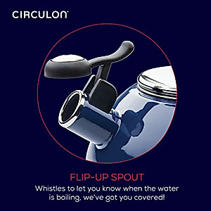 Circulon Enamel on Steel Whistling Teakettle/Teapot With Flip-Up Spout, 2 Quart - Navy