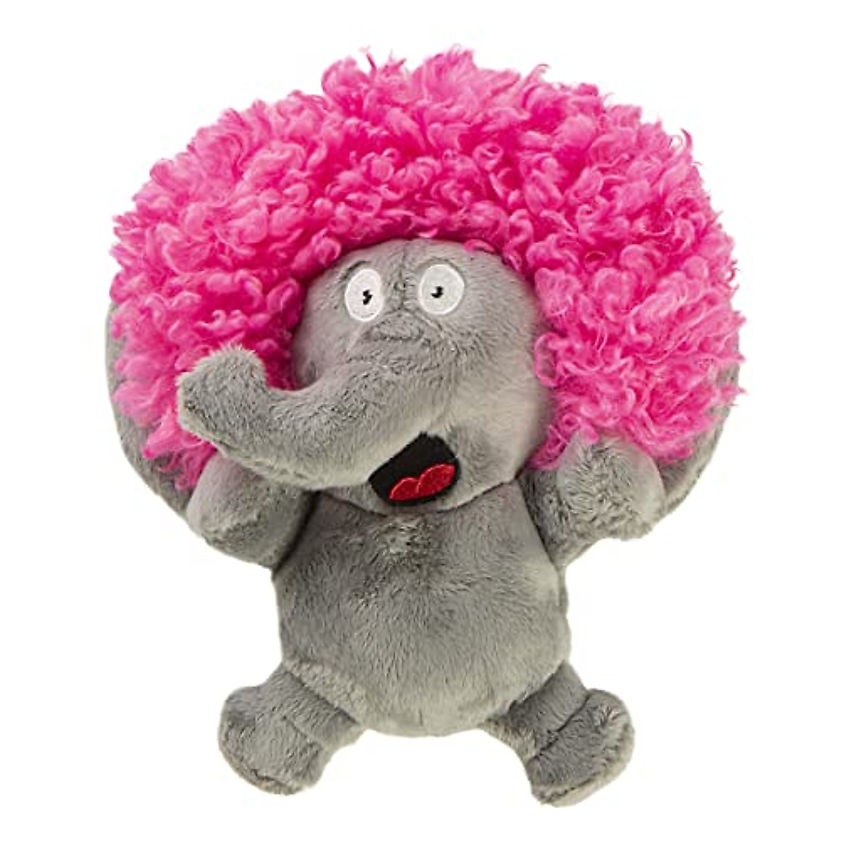 goDog Crazy Hairs Elephant Silent Squeak Plush Dog Toy, Chew Guard Technology - Gray, Large