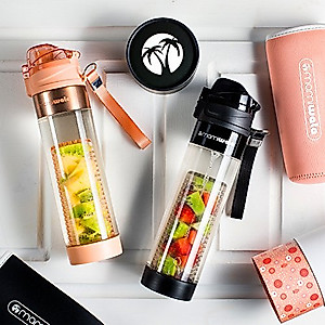 MAMI WATA Fruit Infuser Water Bottle – Unique Stylish Design – Includes Fruit Infused Water recipes eBook & Insulating sleeve – Create Naturally Flavoured Fruit Infused Water – Beautiful Gift Box