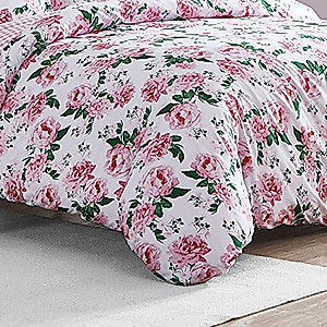 Betsey Johnson - Queen Duvet Cover Set, Reversible Bedding with Matching Shams, All Season Home Decor (Blooming Roses Pink, Queen)