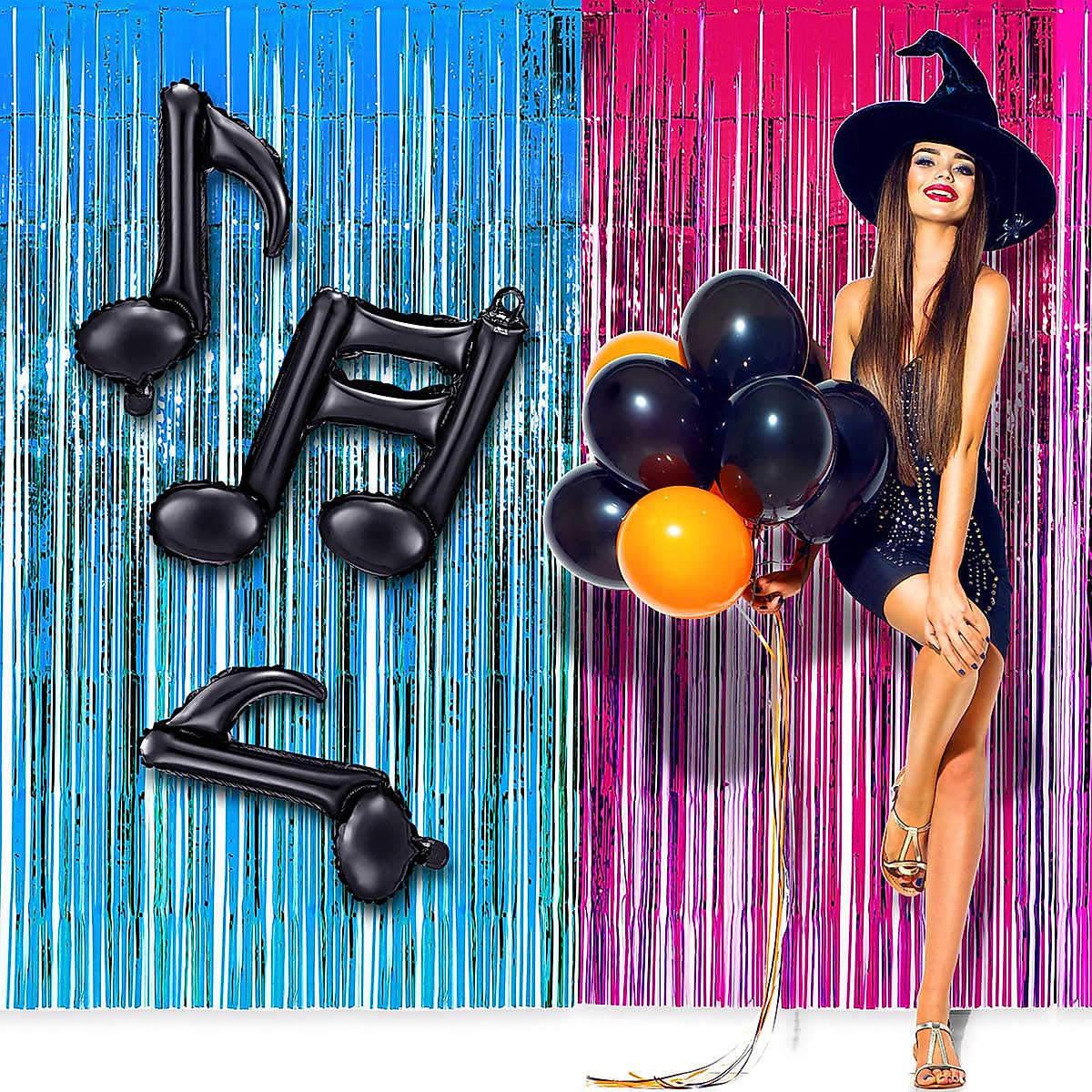 10 Pieces Musical Note Aluminum Foil Balloons Guitar Black Happy Birthday Music Balloons Banner Music Party Decorations for Music Themed Party, Birthday, Home Outdoor Party, Celebrations