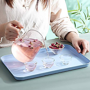 Dinner Tray, Unbreakable Lunch Tray, Decorative Food Serving Tray, Coffee Table Tray, Wheat Straw Tray Tea Platter for Couch, Party, Dining, Picnic, Snack, Appetizer (Pink)