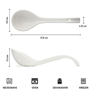 Soup Spoons Asian Soup Spoon Set of 6 Ceramic Chinese Soup Spoons Porcelain Ramen Spoons for Pho Dumpling Miso Cereal