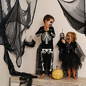 Kijamilee 4 Pack Halloween Creepy Cloth, Scary Spooky Cloth Creepy Gauze, 30 x 120inch Freaky Loose Weave Creepy Cloth, Decorations for Haunted Houses Props Halloween Wall Outdoor Indoor Decor (Black)