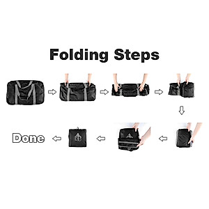 24" Foldable Duffle Bag 60L for Travel Gym Sports Lightweight Luggage Duffel By WANDF (24 inches (60 Liter), Black 24'')