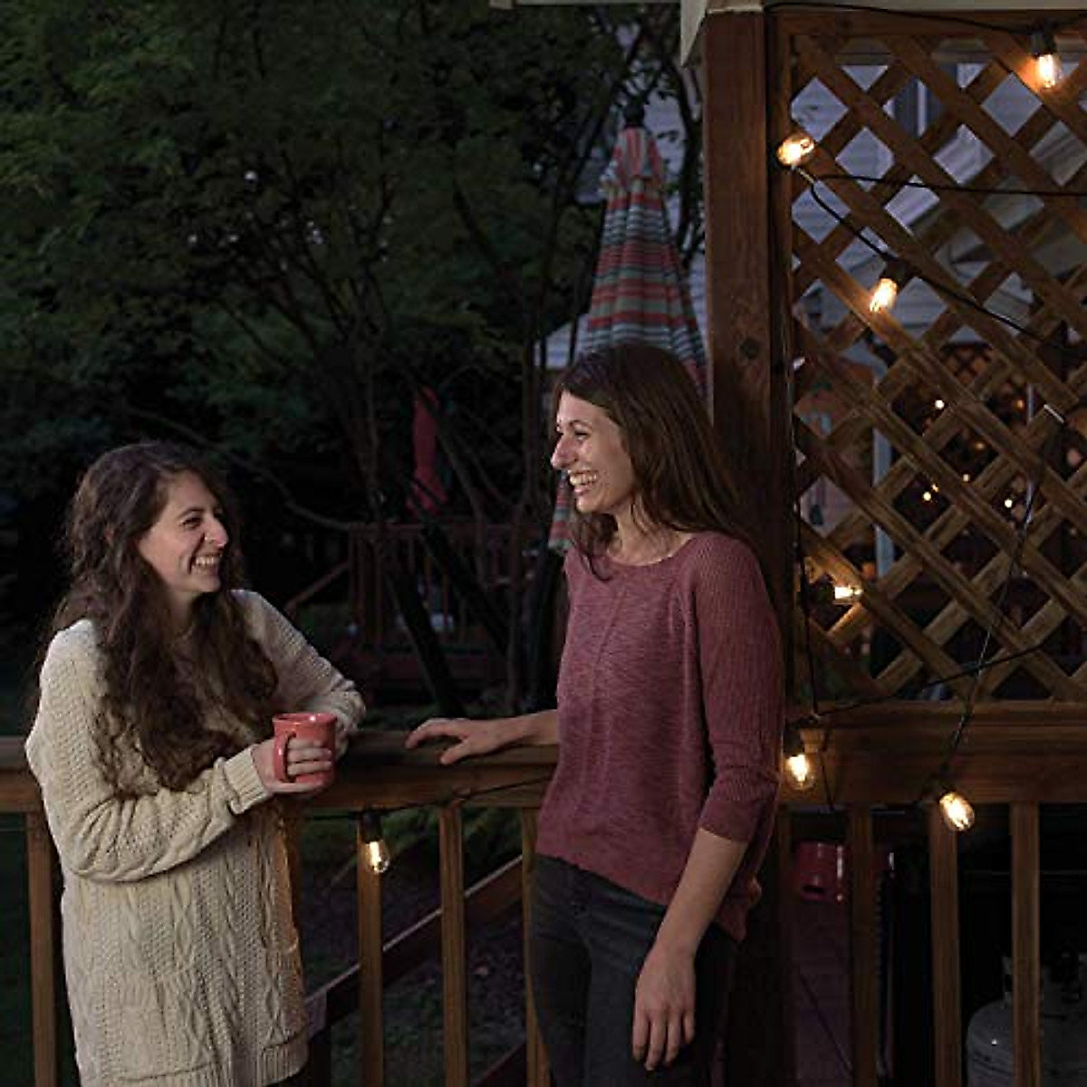 Beams S14 Bulb Solar LED Weatherproof Outdoor String Lights, 27 feet, Black