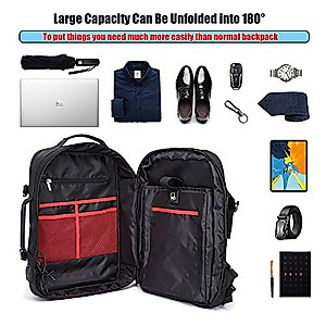 Xnuoyo 17.3 Inch Anti-Theft Convertible Laptop Backpack Briefcase, 8cm Expandable TSA Friendly Schoolbag Water-resistant Rucksack with USB Charging Port & Headphone Port (Black-01)