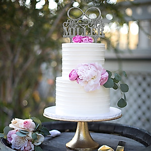 Personalized Infinity Symbol Mr & Mrs Wedding Cake Topper Customized Last Name To Be Cake topper | Solid Color Cake Toppers