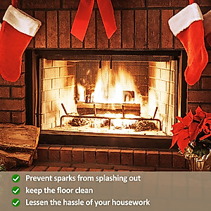 2 Pcs 22" H × 24" W Fireplace Mesh Screen Curtains - Decorative Spark Guard Chain, Easy-to-Install Hanging Replacement Screens for Home Wood Burning Fireplace