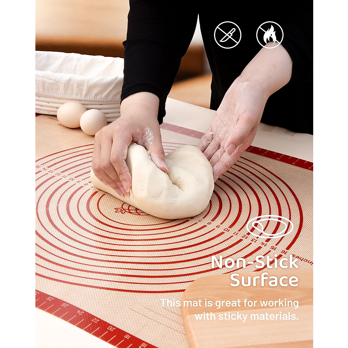 28x20 Inch Extra Large Silicone Pastry Mats for Rolling Dough Non Slip-Silicone Dough Mat for Counter, Large Silicone Baking Mat, Reusable with Measurements - For Cookies, Bread, Pizza, Fondant, etc.