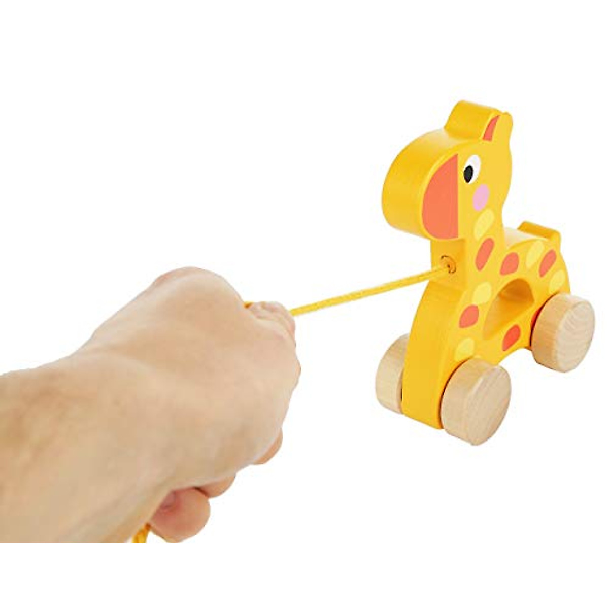 Adorable Giraffe Wooden Animal Pull Toy - Solid Wood Educational Baby Toy for Toddler Boys and Girls Age 18 Months, and Up - Classic Developmental Pull Toy