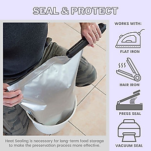 5 Gallon Mylar Bags For Food Storage with Ziplock -20pcs 14Mil Extra Thick For Long Term Storing, Dry Aging & Heat Vacuum Seal, 17x26" Large Resealable Myler Bag, 2000cc Oxygen Absorbers & Labels Pack