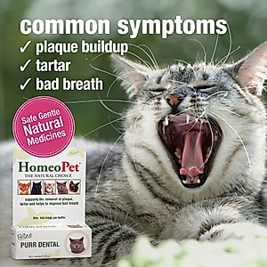 HomeoPet Feline Purr Dental, Safe and Natural Tooth and Dental Care for Cats, Cat Dental Care, 15 Milliliters