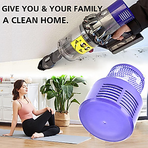 LhhTing Replacement V10 Filters for Dyson V10 Cyclone Series, V10 Absolute, V10 Animal, V10 Total Clean, SV12, Replace Part No. 969082-01, 4 Pack Filters and 1 Clean Brush