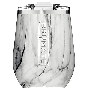 BrüMate Uncork'd XL MÜV - 100% Leak-Proof 14oz Insulated Wine Tumbler with Lid - Vacuum Insulated Stainless Steel Wine Glass - Perfect For Travel & Outdoors (Carrara)