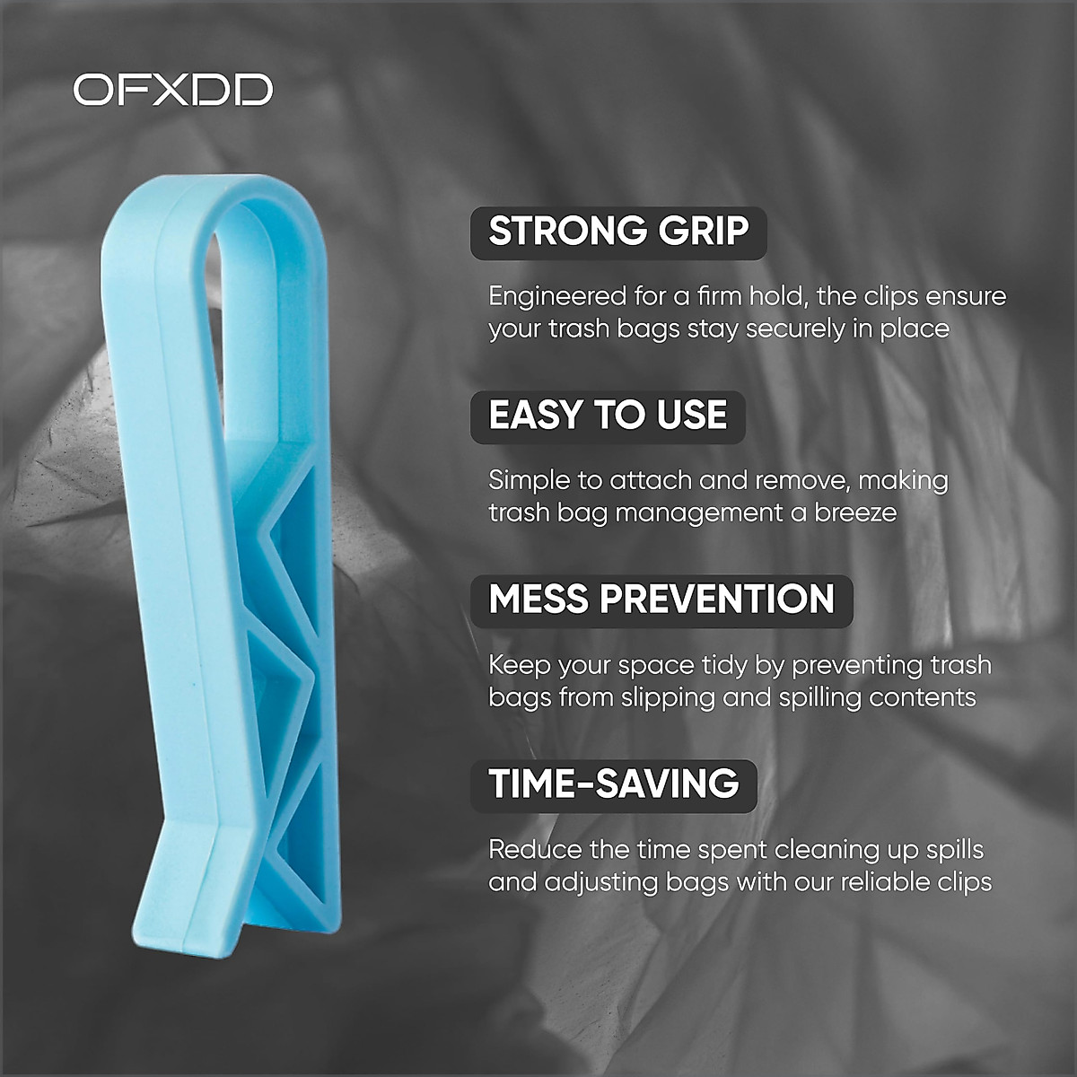 Trash Bag Clips 4 Pcs - Fixation Trash Bag Holder for Trash Can - Anti-Slip Garbage Can Clips Plastic for Kitchen, Washroom