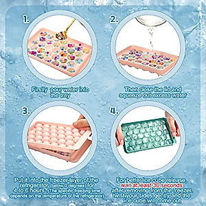 4 Pack Round Ice Cube Tray with Lid Mini Ice Ball Maker Mold Ice Cube Mold Trays Ice Trays for Freezer Sphere Ice Cube Tray Ice Ball Tray Making 132 Pcs Sphere and Ice Tong (6.69 x 3.94 x 0.79 Inch)