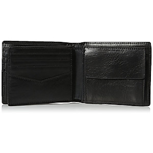 Fossil Men's Ryan Leather RFID-Blocking Bifold with Coin Pocket Wallet, Black, (Model: ML3736001)