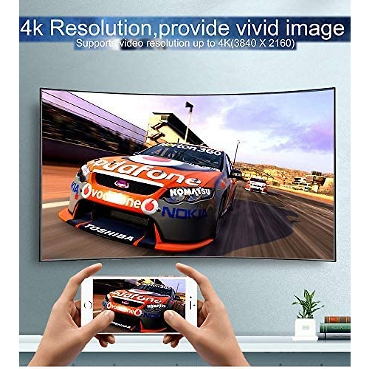 HomeSweety HDMI Wireless Display Adapter 4K, WiFi Mobile Screen Mirroring Receiver Dongle to TV/Projector Receiver Support Compatible with Windows Android Mac iOS, Black