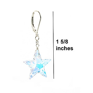 LTC Designs Austrian Crystal Aurora Borealis Star Drop Earrings for Women and Teens