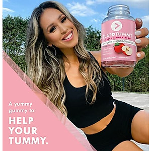 Flat Tummy Tea Apple Cider Vinegar Gummies, 60 Count – Boost Energy, Detox, Support Gut Health & Healthy Metabolism – Vegan, Non-GMO - Made with Apples, Beetroot, Vitamins B6 & B12, Superfoods