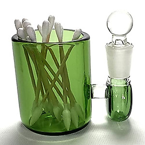 PAYKOC IMPORTS Fresh Green Large 3" Heady Hand Blown Glass Cotton Swab Q-Tip Holder/Alcohol ISO Station