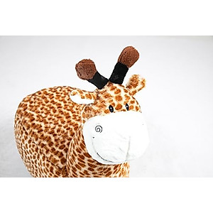 Home 2 Office Geno The Giraffe Ottoman with Storage for Kids' Bedroom, Playroom, Nursery or Recreation Room Decor, Soft Animal-Shaped Toddler Furniture with Wooden Legs
