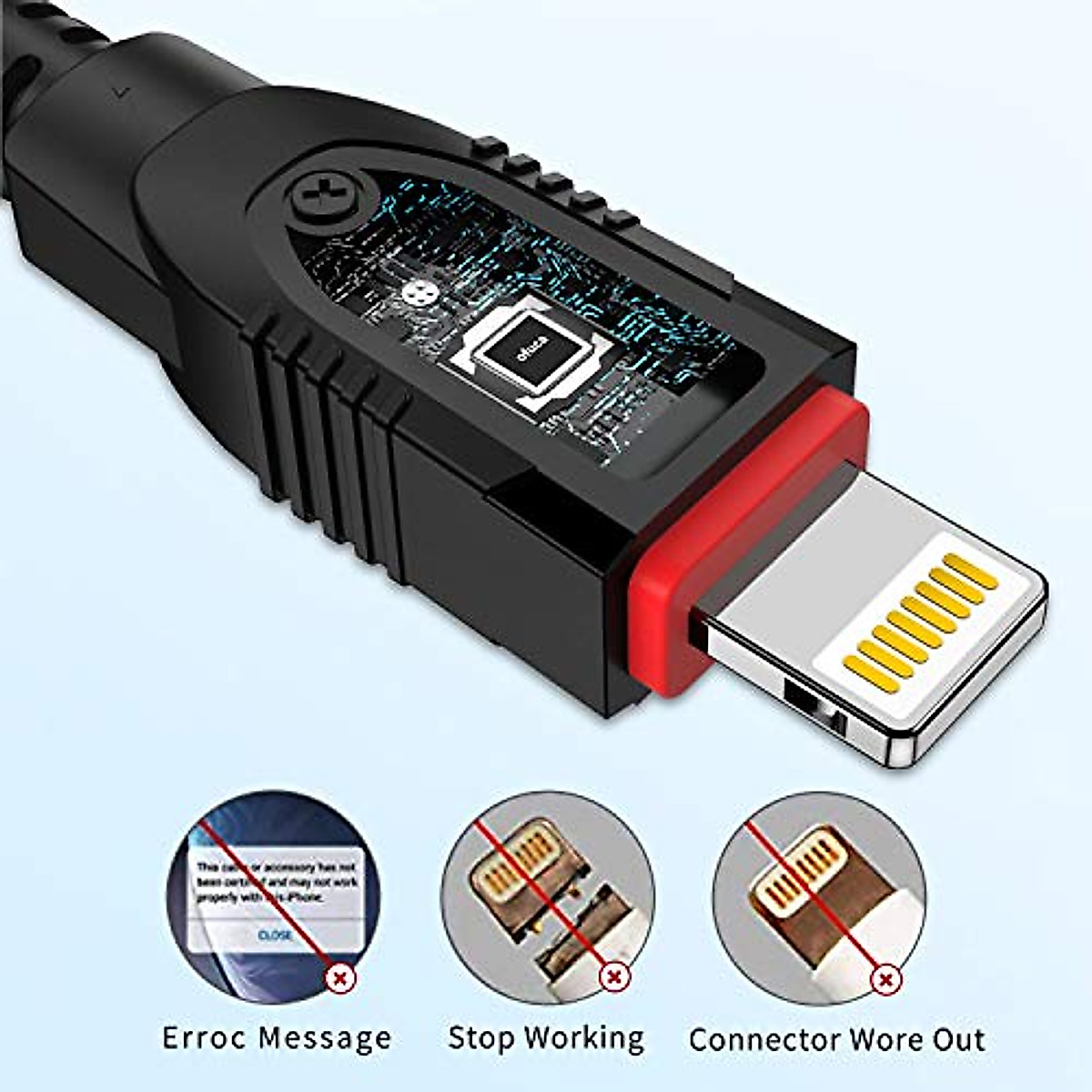 Ofuca iPhone Charger Cable 10FT, 3Pack 10FT/3M Lightning Cable Durable Nylon Braided Fast iPhone Charging Cable Cord Compatible with iPhone 11 Pro Max XS XR X 8 7 6 Plus 5, iPad, iOS