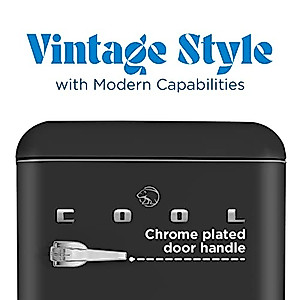 Commercial Cool CCRR4ALB 4.4 Cu. Ft, Vintage Style 2 Slide-Out Glass Shelves Refrigerator, Black