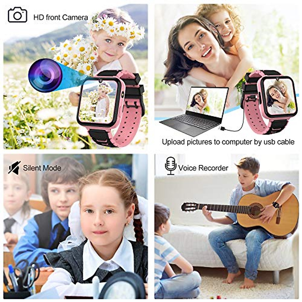 AWEHIRU Kids Smart Watch - Smart Watch for Boys Girls with 16 Games Camera MP3 Music SOS Alarm Clock Flashlight Kids Phone Watch 3-12 Years Old Students Gifts