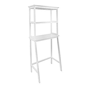 Casual Home Spacesaver 100% Solid Wood Over The Toilet Rack with Shelves - White