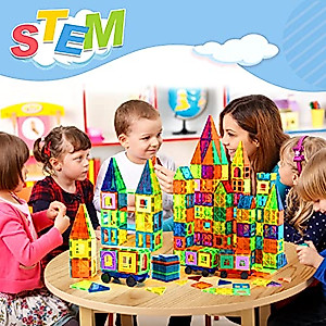 OugerToy Magnetic Building Tiles for Kids,Educational Magnetic Stacking Blocks for Boys Girls, Magnets Construction Toys,Stem Preschool Kidergarten Learning Toys