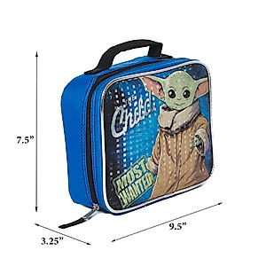 Disney Baby Yoda Mandalorian Star Wars Lunch Box - Kids Soft Insulated Lunch Bag for Girls and Boys, Blue