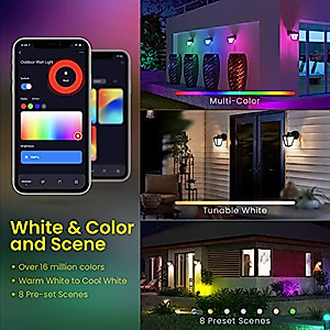 YARBO Smart Outdoor Wall Lantern with GFCI Outlet, APP Control Porch Lights, Color Changing RGBW Outdoor Wall Sconce, Work with Alexa (Required SML Gateway), Outdoor Wall Lights for House, ETL Listed