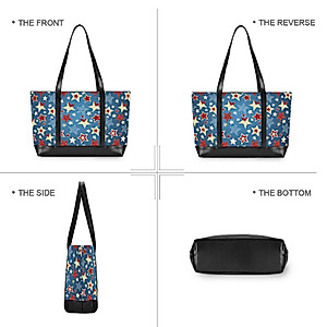 American Stars Flag Laptop Tote Bag for Women Teacher Canvas Tote Bags Travel Work Bag Handbags Purse with Fashion Zipper