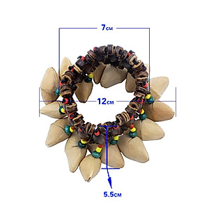 Mowind 2PCS African Tribal Style Nuts Shell Bracelet Dora Nut Handbell Percussion Accessories