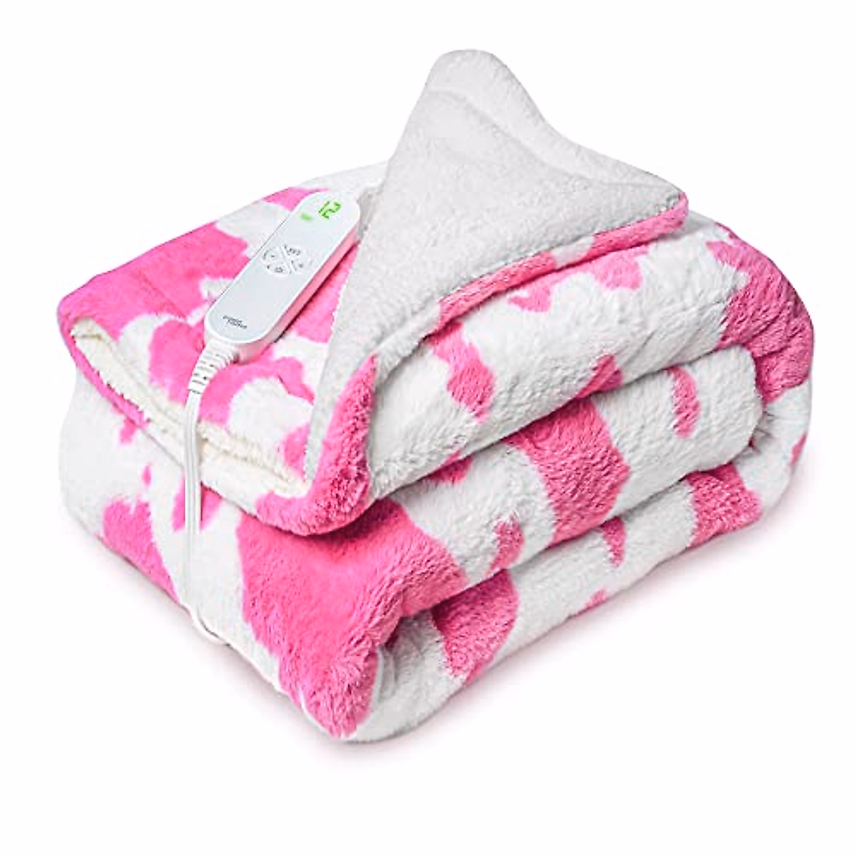 2 in 1 Weighted Electric Heated Blanket 36" x 48" Warming with 12 Heating Levels, Glass Beads Soft Micromink and Sherpa - GOQOTOMO P36