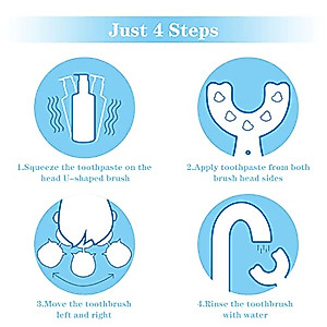 BIOSON 4 Packs Kids U Shaped Toothbrush with Silicone Bristles Massage Toddler Toothbrush, 360° All-Round Oral Cleaning Tooth Brush Whole Mouth U-Shaped Training Toothbrushes for Kids Childrens