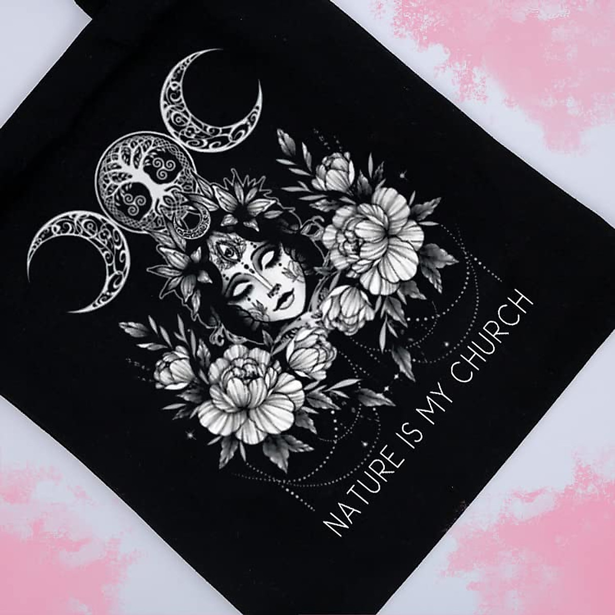 CMNIM Witchy Gifts Witchcraft Accessories Tote Bag Nature Is My Church Witch Stuff for Halloween Wiccan And Pagan Sister Gift (Witchcraft Black Tote Bag)