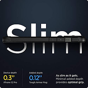 Spigen Tough Armor Mag (MagFit) [Extreme Protection Tech] Compatible with MagSafe Designed for iPhone 12 / iPhone 12 Pro Case (2020) - Black