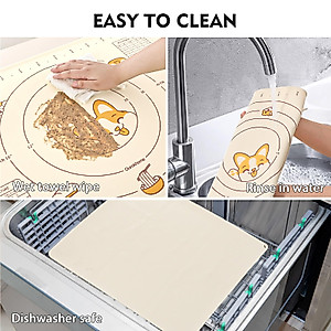 Ourokhome Silicone Baking Mat Sheet and Pastry Dough Cutter, 0.5 Inch Thick 20'' X 16" BPA free Silicone Rolling Mat, Non-Stick and Anti-Slip, Dishwasher Safe (Beige)
