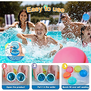 Reusable Water Balloons 12 Pcs, Silicone Water Ball Magnetic Self-Sealing Easy Quick Fill, Outdoor Water Toys for Kids Adults, Pool Beach Bath Water Balls Toys, Summer Fun Party Supplies