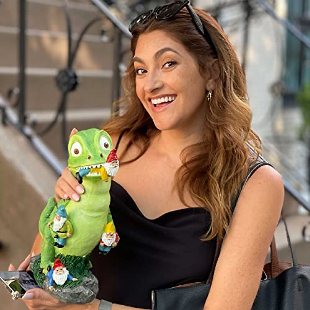 Garden Gnomes Galore Dinosaur Eating Gnomes Garden Statue - Garden Gnomes Outdoor Funny Gnomes Decorations for Yard - Funny Gnomes Inappropriate Nomes - Dinosaur Eating Garden Gnomes Naughty Gnomes