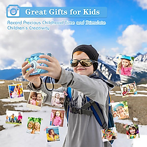 Anesky Kids Camera, Toy Camera for 3 4 5 6 7 8 9 10 11 12 Year Old Girls/Boys, Kids Digital Camera for Toddler with Video, Selfie Mode, Best Birthday Gifts Camera for Kids with 32GB Card - Blue