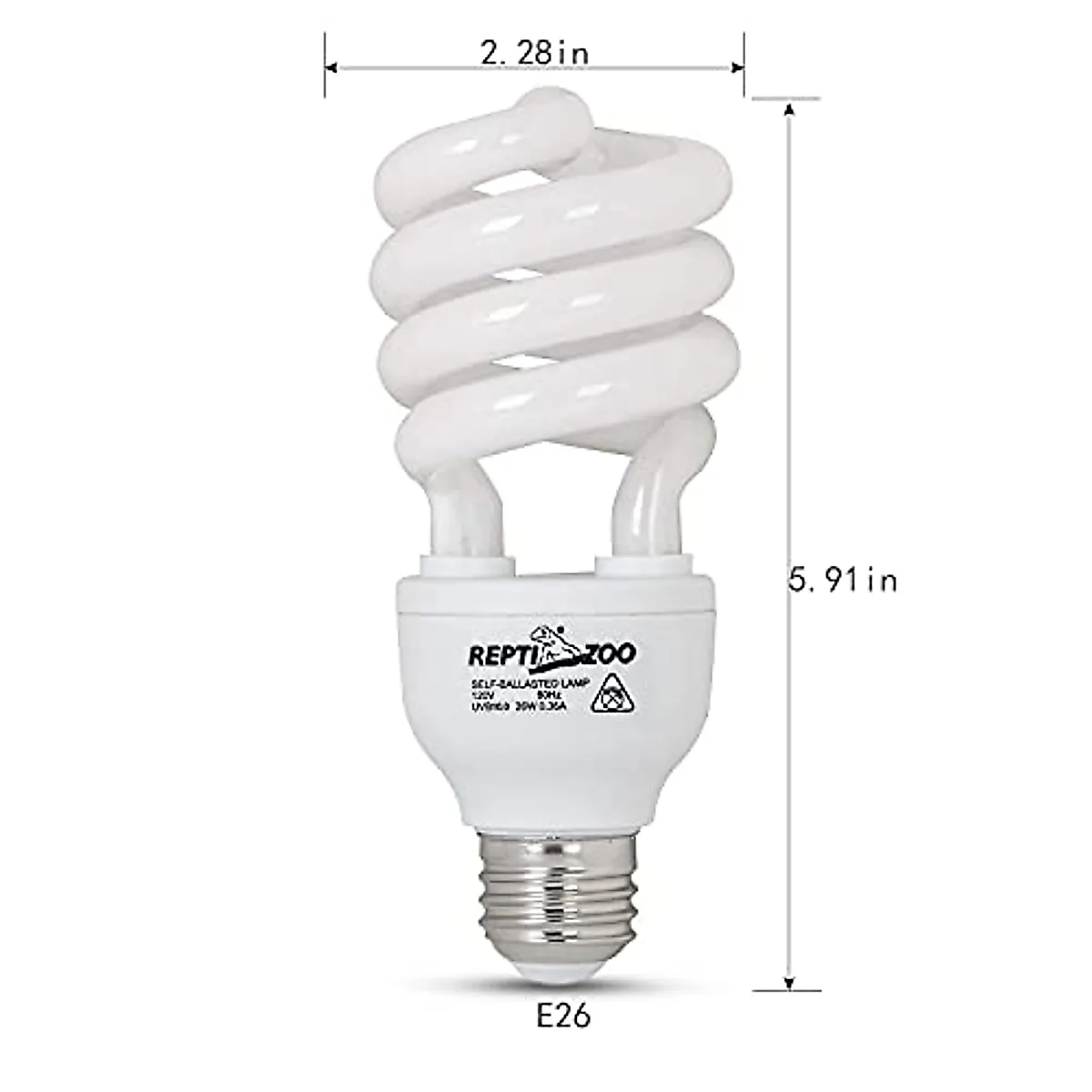 REPTIZOO Energy Saving Lamps UVB Bulb,Spiral Compact 26 Watts UVB 10.0 Reptile Light Bulb Fit for Desert Type Reptile/Snake/Lizard/Insect/Leopard Tortoise