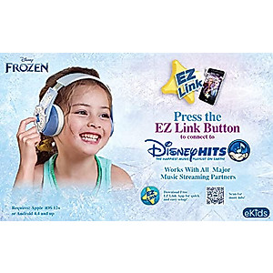 eKids Disney Frozen Bluetooth Headphones with EZ Link, Wireless Headphones with Microphone and Aux Cord, Kids Headphones for School, Home, or Travel