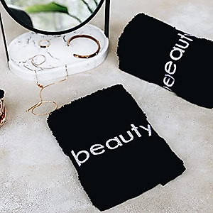 Hiera Home 6 Pack Beauty Washcloth Set, 100% Turkish Cotton Luxury Face Towels, Make up Removal Wash Cloths, (Set of 6 Washcloths, Beauty-Black)
