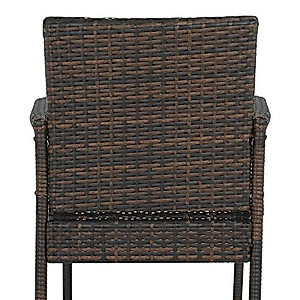 ZENY Set of 2 Wicker Barstool All Weather Dining Chairs Outdoor Patio Furniture Wicker Chairs Bar Stool with Armrest