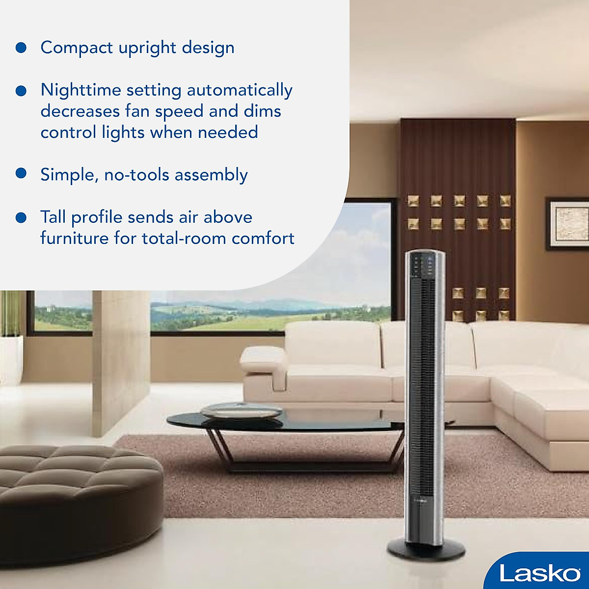 Lasko XtraAir 48-Inch Tower Fan with Remote Control, House-Fan Air Ionizer for Living Room, Bedroom, Office, and More, 2 Pack