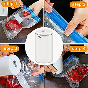 Zosylala Vacuum Sealer, Food Saver Vacuum Sealer Machine, Handheld Vacuum Sealer, Multi-Function Air Pump with Pump Head Sets, 5 Reusable Vacuum Seal Bags